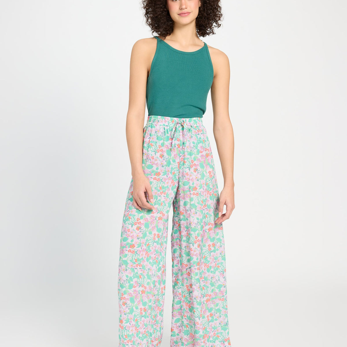 Zuma Floral Smocked Waist Wide-Leg Pants - Breathable Rayon – Seventy ...