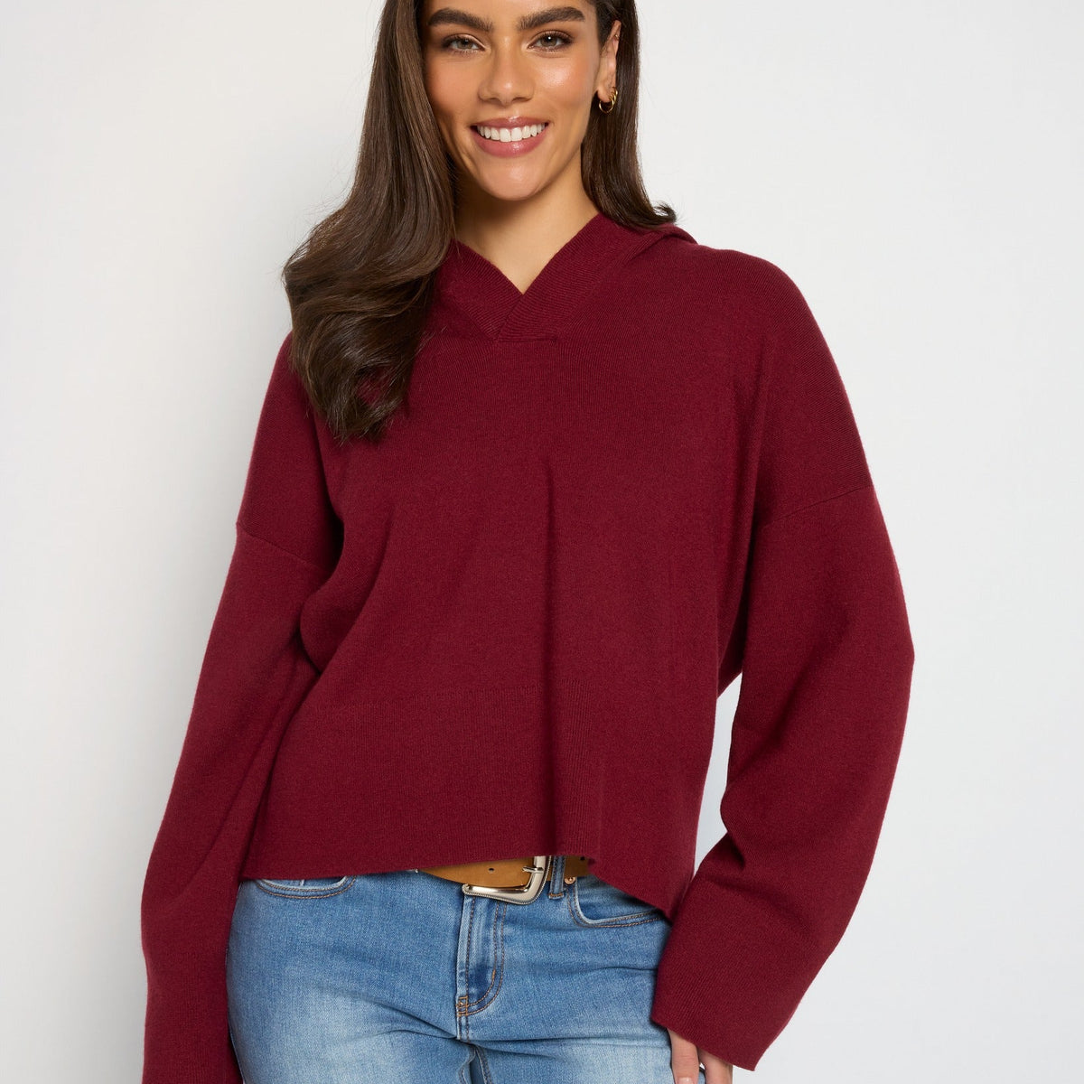Grace Hooded Sweater - Cozy Deep V-Neck Knit – Seventy Eight and Sunny