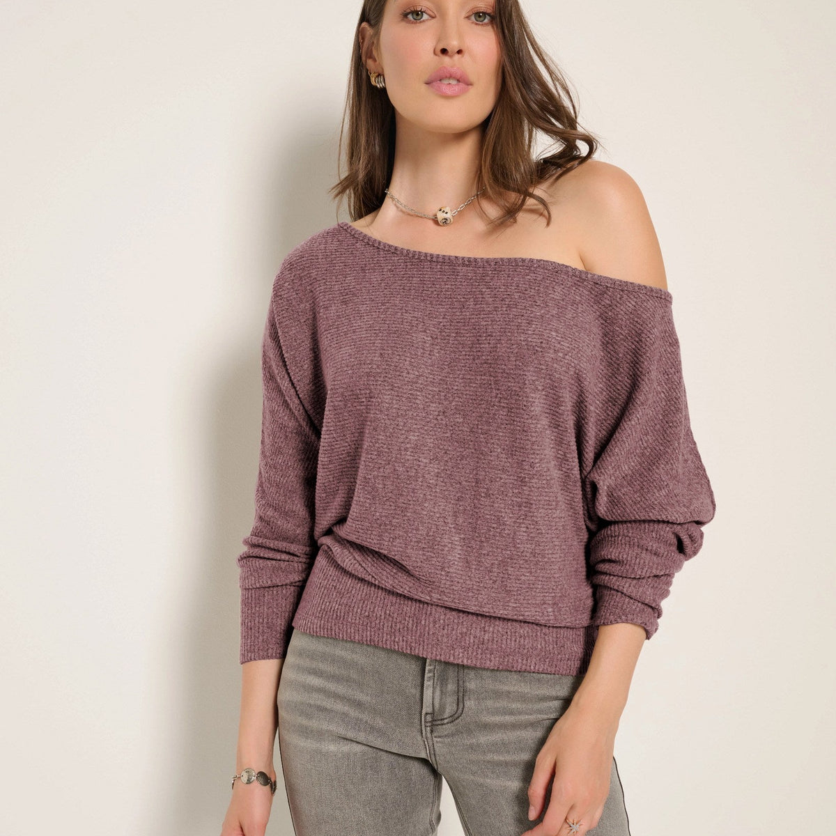 Mackenzie Off Shoulder Top - Ribbed Knit, Relaxed Fit – Seventy Eight ...